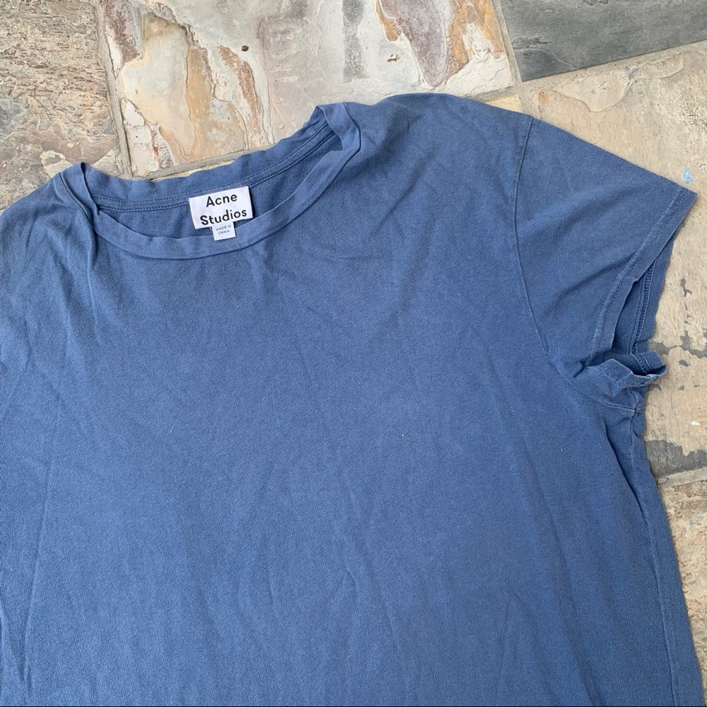 Acne Studios Blue Distressed Soft Cotton Tee - Gem